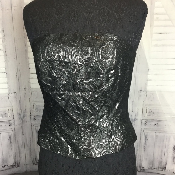 Yansi Fugel | Tops | Yansi Fugel Black Metallic Strapless Top | Poshmark